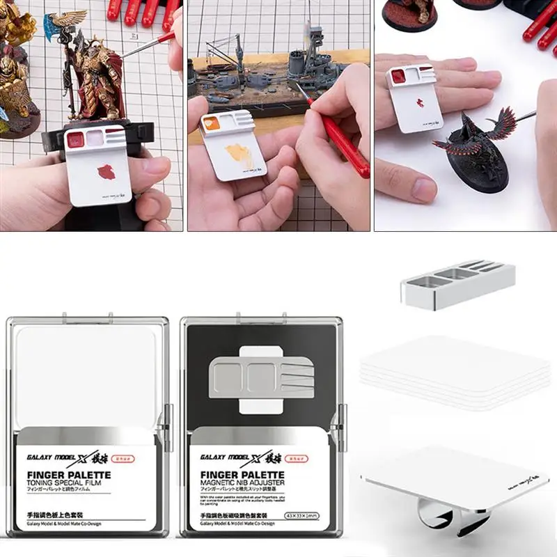 Finger Palette Model Painting Tools Mini Mixer Coloring Palette Pen For ...