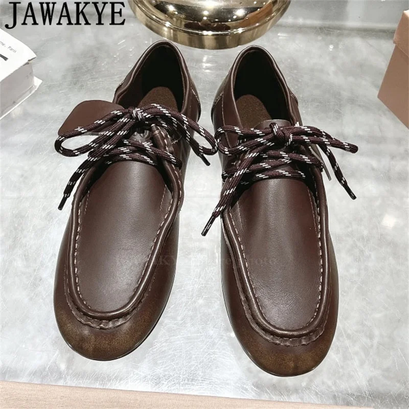 2025-Summer-New-Real-Leather-Lace-Up-Doudou-Shoes-Women-s-Loafers-Flat ...