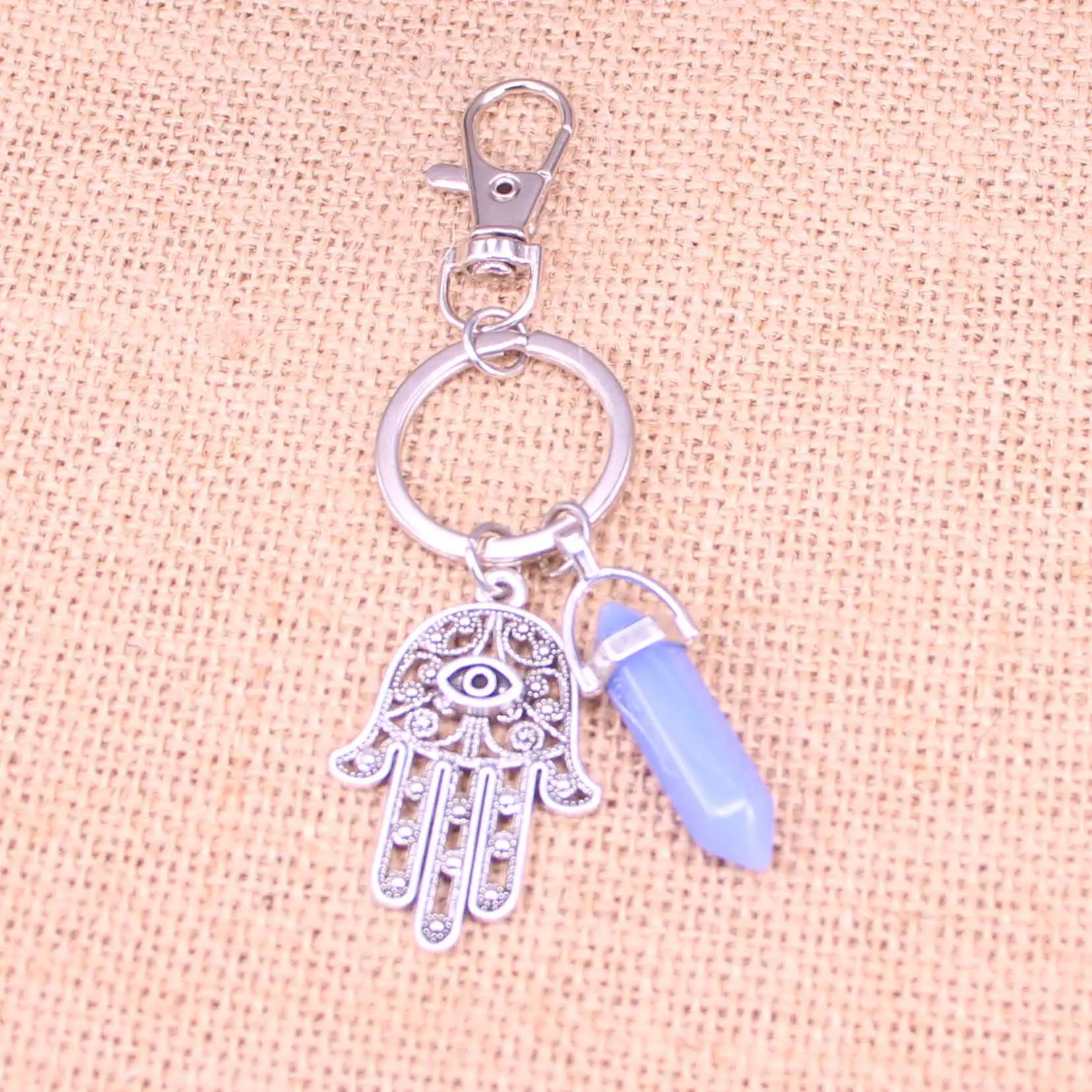 LLavero-de-moda-con-forma-de-ojo-y-Palma-piedra-Natural-cristal-cabeza ...