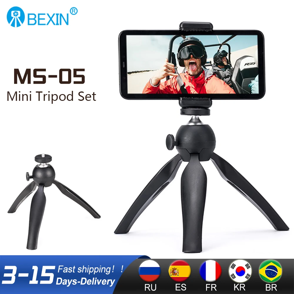 BEXIN-MS05-Black-Mini-Tripod-with-Ball-Head-Phone-Mount-Holder-for ...
