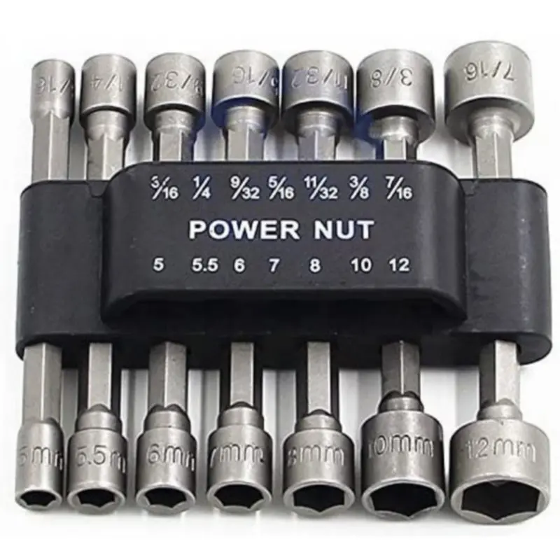 14pcs Power Nuts Driver Drill Bit Tools Set Metric Socket Wrench Screw ...