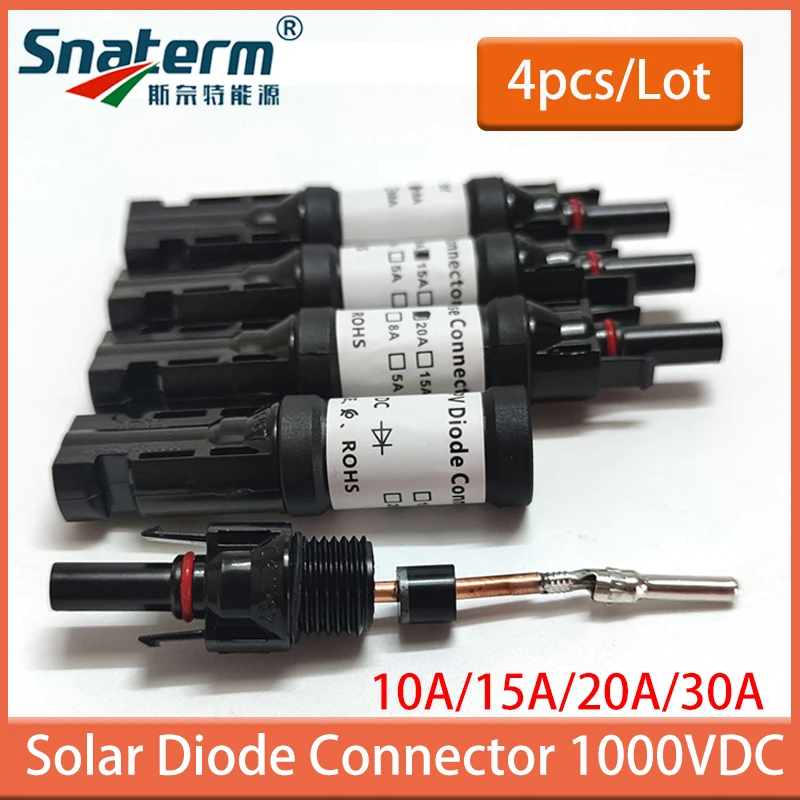 4PCS-Solar-Cable-Connector-Built-into10a-15a-20a-30a-Diodes-For-PV ...