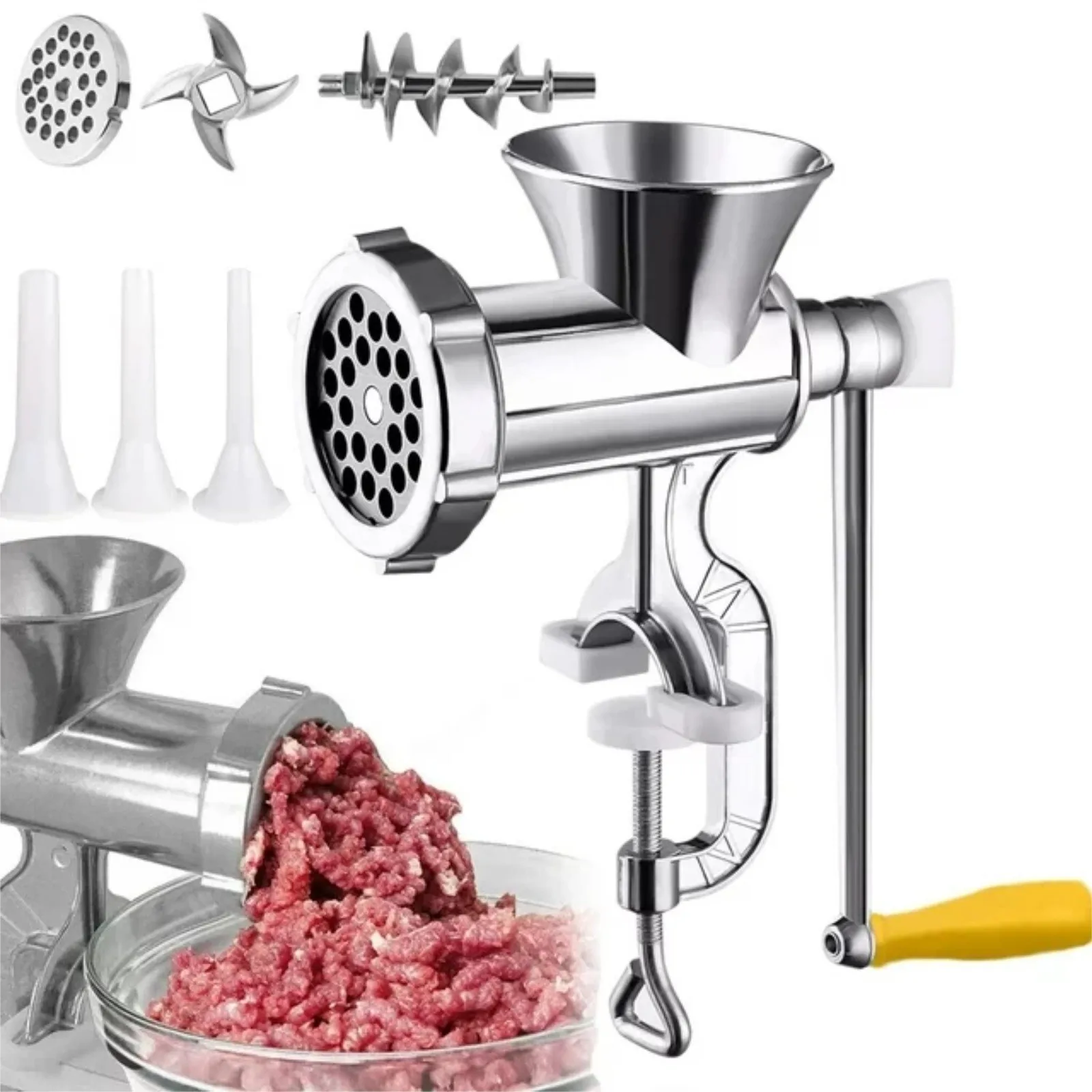 Manual-Meat-Grinder-Table-Hand-Sausage-Filler-Stuffer-Stainless-Steel ...
