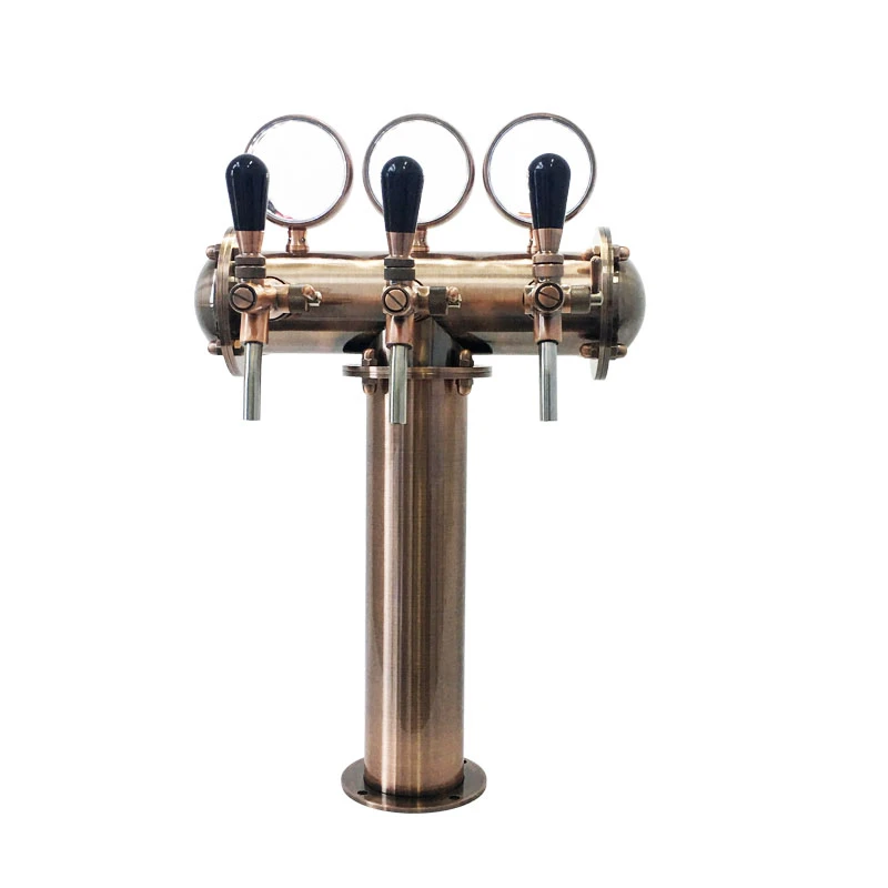 T Shape Bronze Beer Tower with 3 Taps