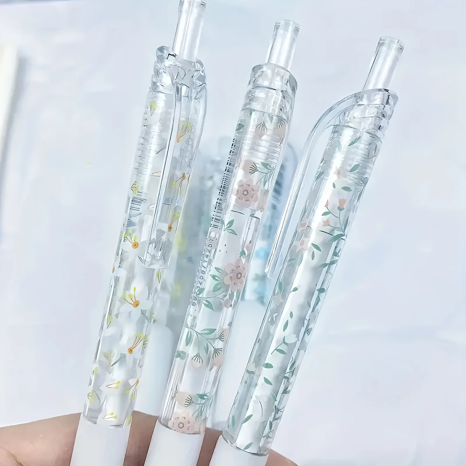 6Pcs/set Floral Gel Pens black 0.5mm Gel ink Retractable ballpoint Pen ...