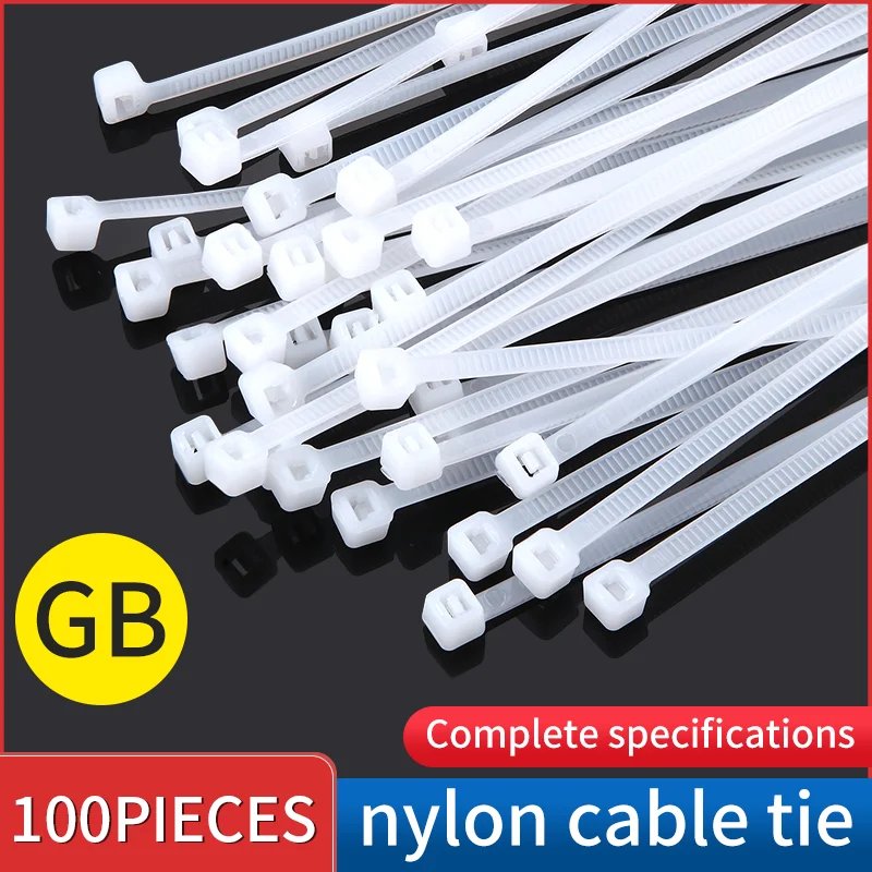 plastic nylon cable tie Self-locking White 100PCS/bag Loop Wire Wrap industrial cable tie cable ...