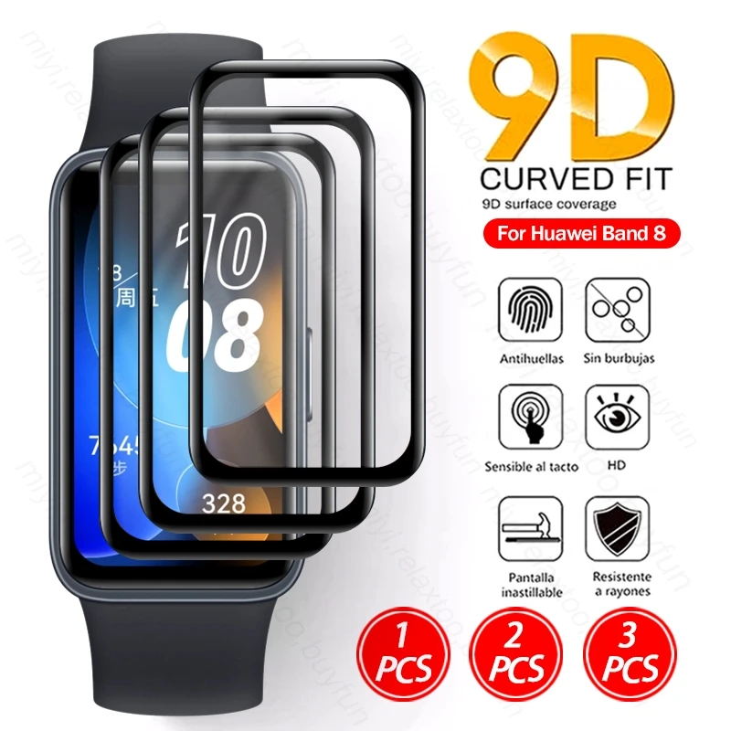 1-3PCS 9D Curved Soft Protective Glass For Huawei Band 8 Band8 NFC ...