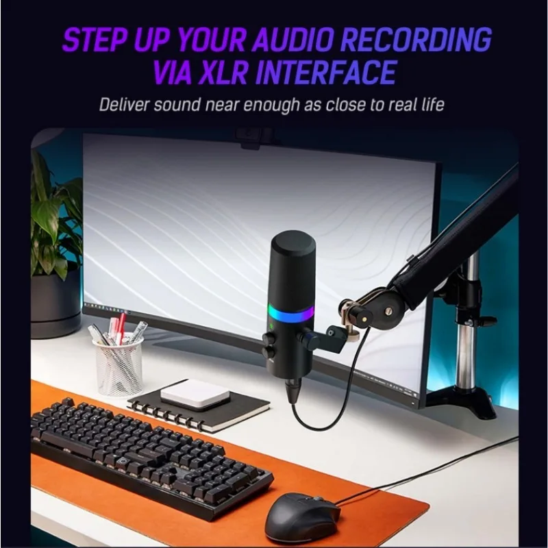 USB-XLR-Dynamic-Microphone-Touch-mute-Headphone-Jack-Volume-Control-for ...