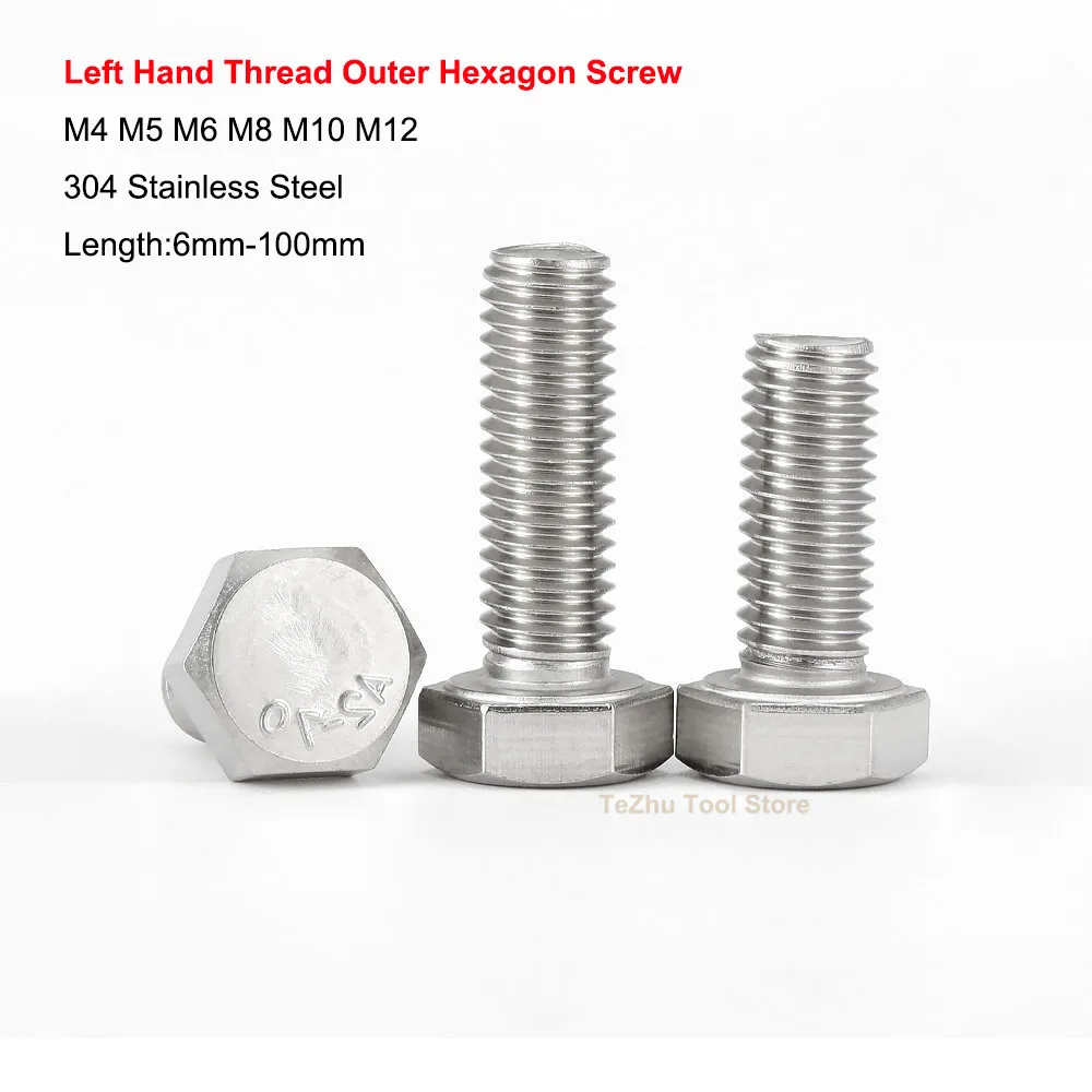 M4-M5-M6-M8-M10-M12-Left-Hand-Thread-Outer-Hexagon-Head-Screw-304 ...