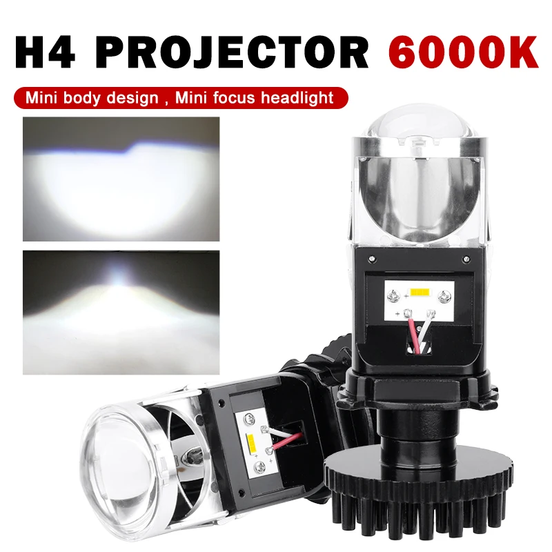 Bi lente led projetor h4 mini bulbo 110w canbus 60000lm fanless farol ...