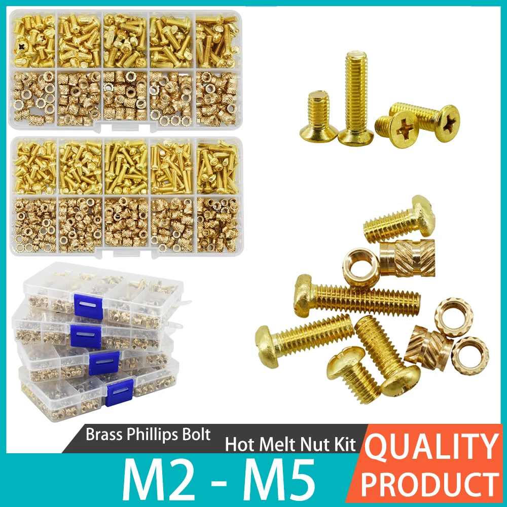 Screw-Bolts-Set-Assortment-Kit-Heat-Injection-Nut-Countersunk-Bolt-M2 ...