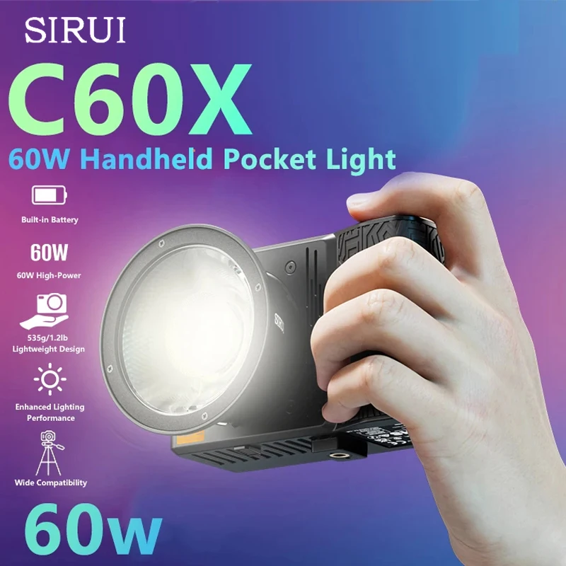 SIRUI C60X 60W Handheld Pocket Video Light Photo Fill Light Photography ...