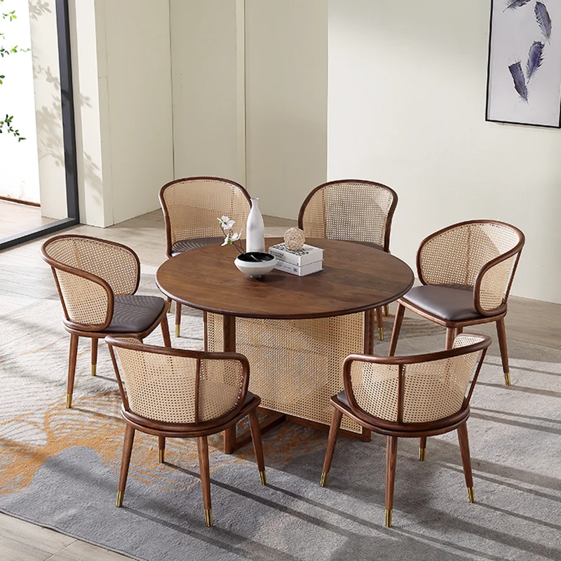 Unique Round Rattan Japanese Style Dining Table
