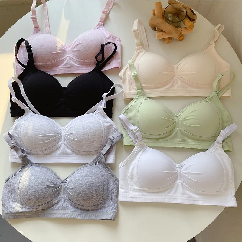 Women Seamless Bras Thin Solid Color kids Underwear Push Up Lingerie ...