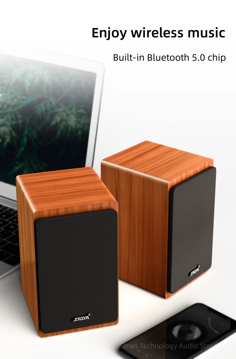 Multimedia Notebook Computer Audio Desktop Home Mini Sound Box Wooden ...