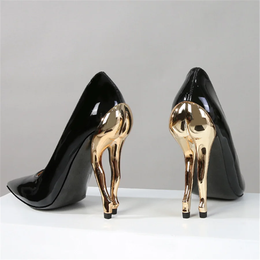 Deigner-Gold-Hip-High-Heels-Runway-Women-Pumps-Pointed-Toe-Strange-Heel ...