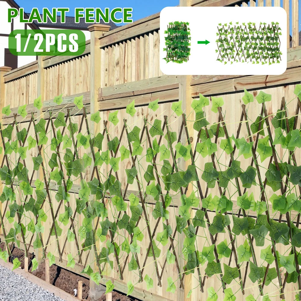 1-2Pcs-Artificial-Leaf-Fence-Panels-Expandable-Privacy-Fence-Wooden ...