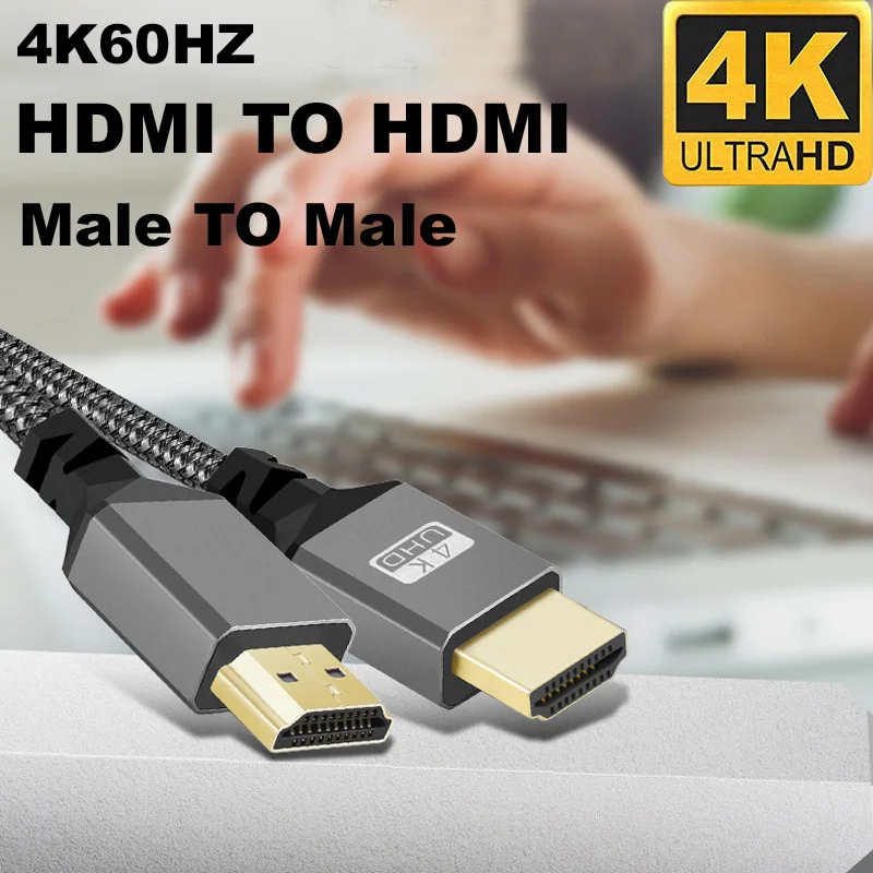 Nylon Braid HD 4K@60HZ Compatible V2.0 HDMI TO HDMI Extension Male Plug ...