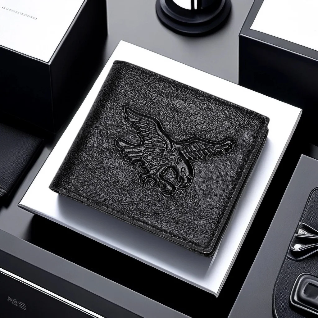 New-Men-Short-Wallet-3D-Eagle-Relief-Pattern-Casual-Credit-Card-Coin ...