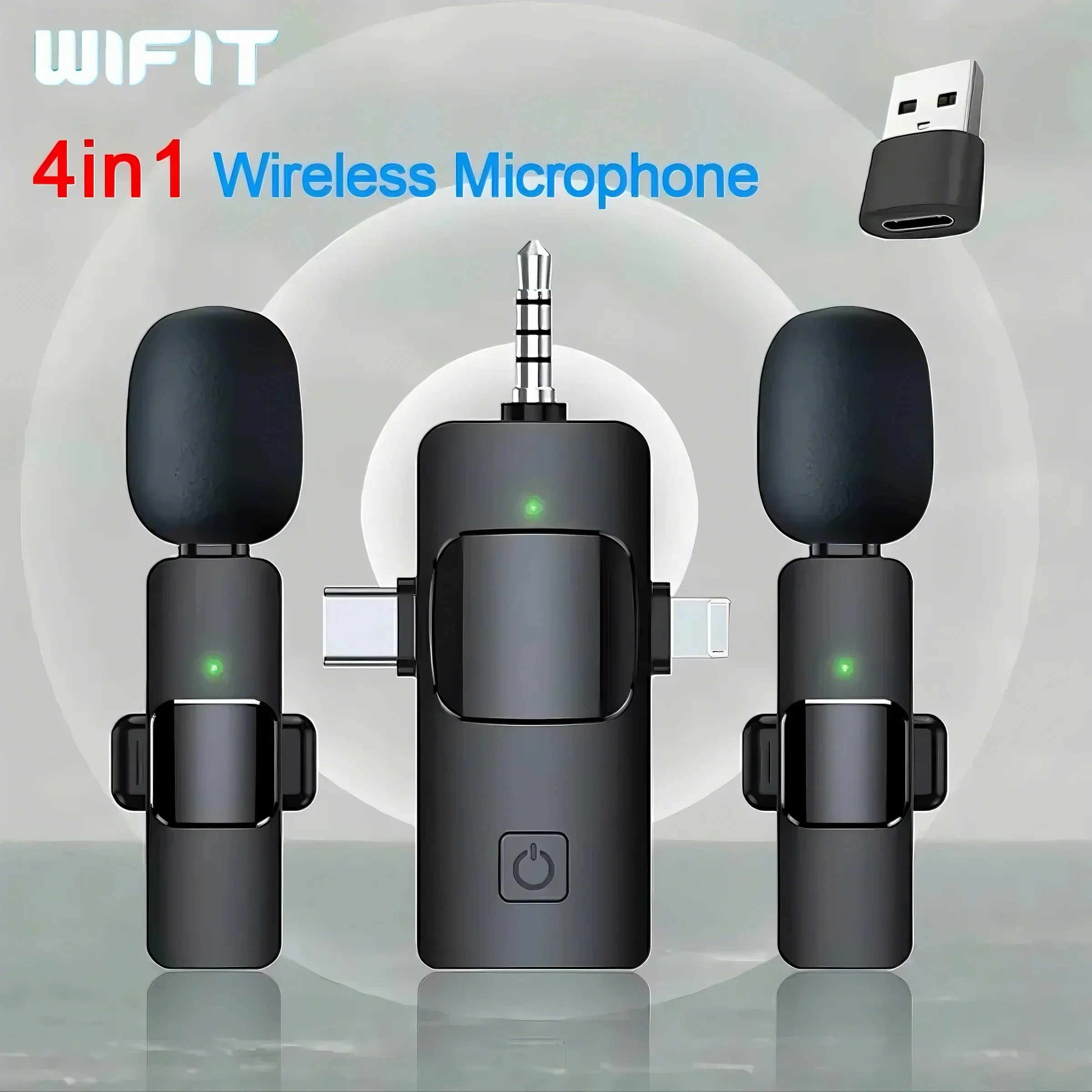 4 in 1 mini lavalier wireless microphone 3.5mm, noise cancelling ...