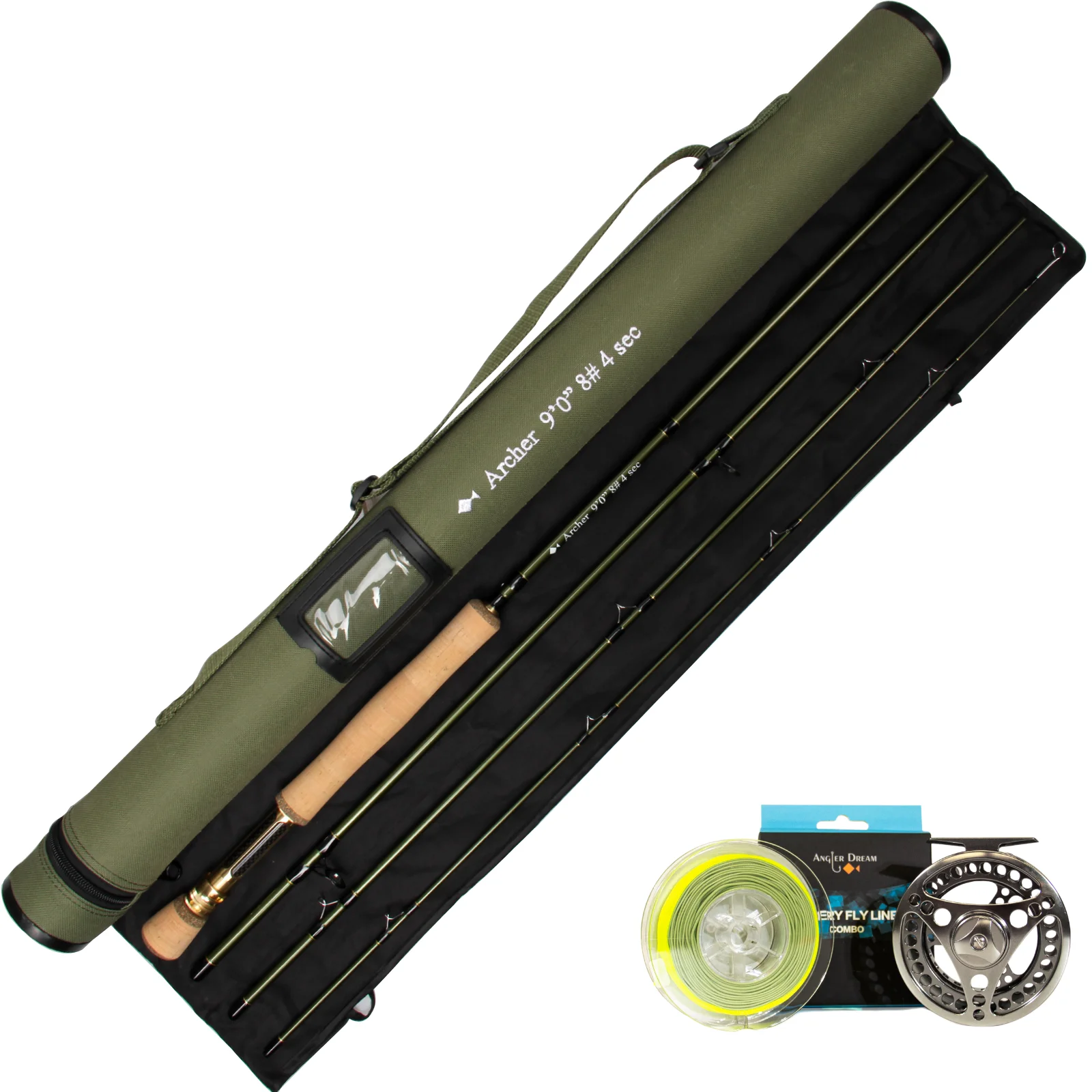 9FT 8WT 4Pieces Carbon Archer Fly Fishing Rod & 7/8WT Gunsmoke ...