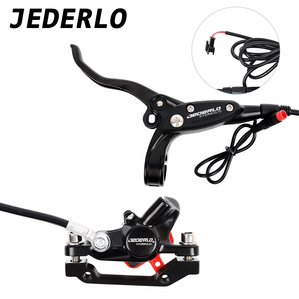 JEDERLO 스쿠터 유압 디스크 브레이크, 자동 자기 유도 동력 차단 오일 디스크, 더블 피스톤 리튬 자전거 브레이크 캘리퍼 ...
