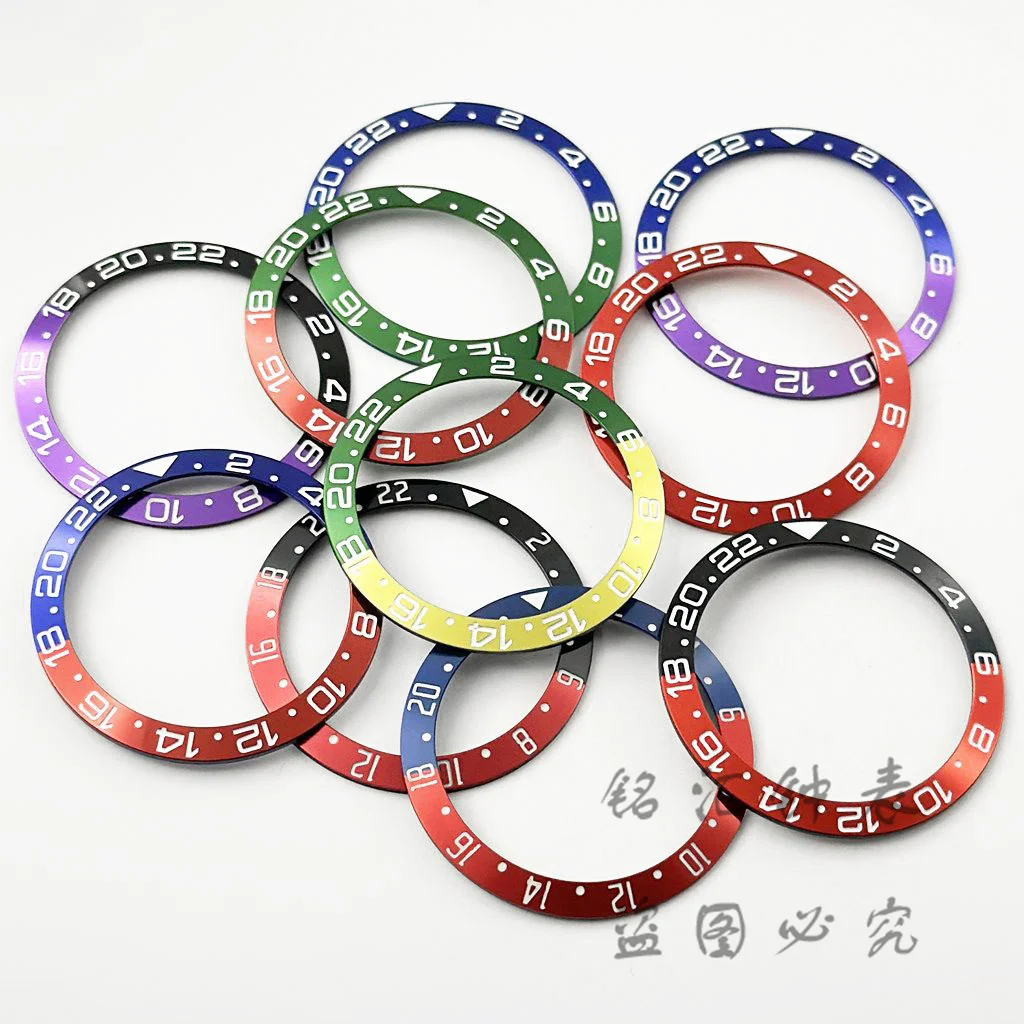 38mm-Black-Blue-Red-Yellow-Green-Purple-Aluminum-GMT-Bezel-Sloping ...