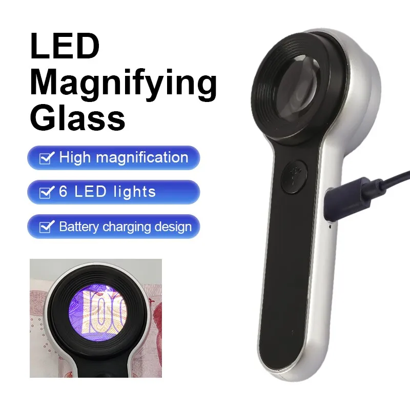 Handheld-Magnifying-Glass-USB-Rechargeable-Pocket-Microscope-Lupe ...