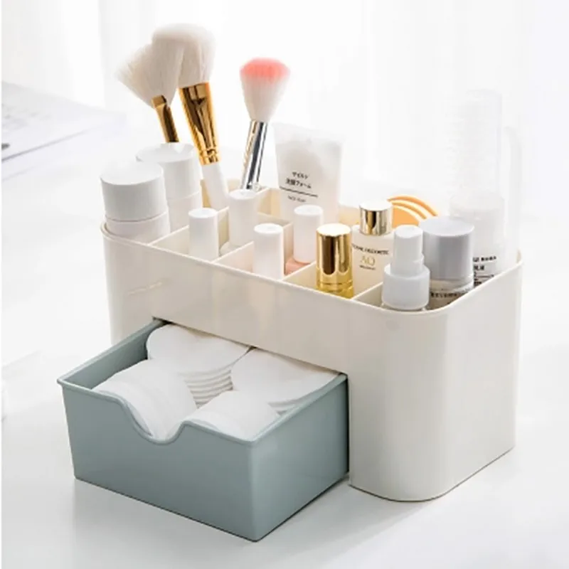 Makeup-Organizer-Storage-Box-with-Drawer-Cotton-Swab-Stick-Storage-Case ...