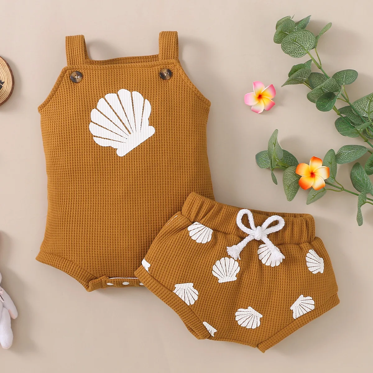 0-24M Newborn Girls Shell Clothes Outfits Sleeveless Romper Tops Shorts ...