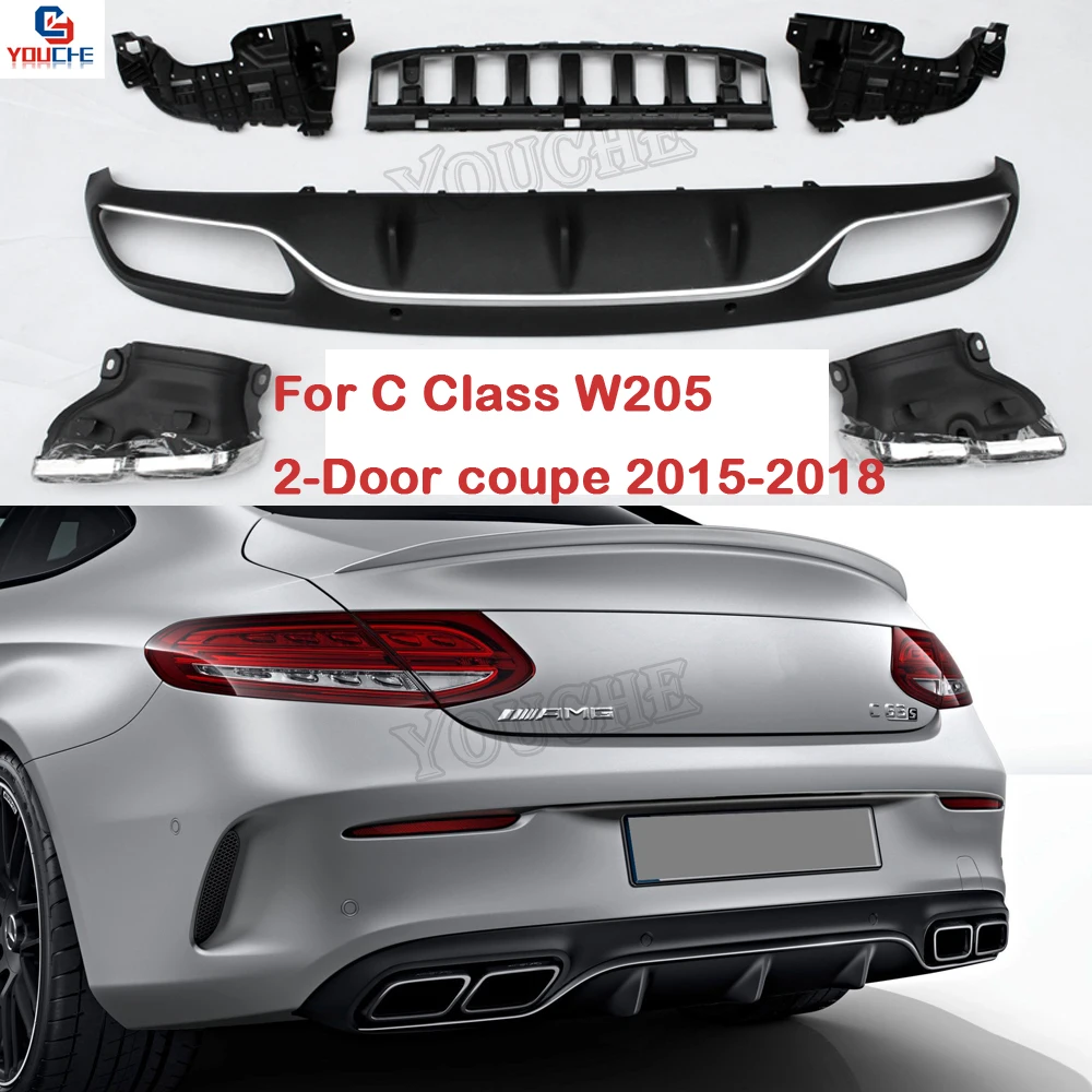 W205-AMG-Style-Rear-Bumper-Diffuser-Lip-For-Mercedes-Benz-W205-Coupe ...