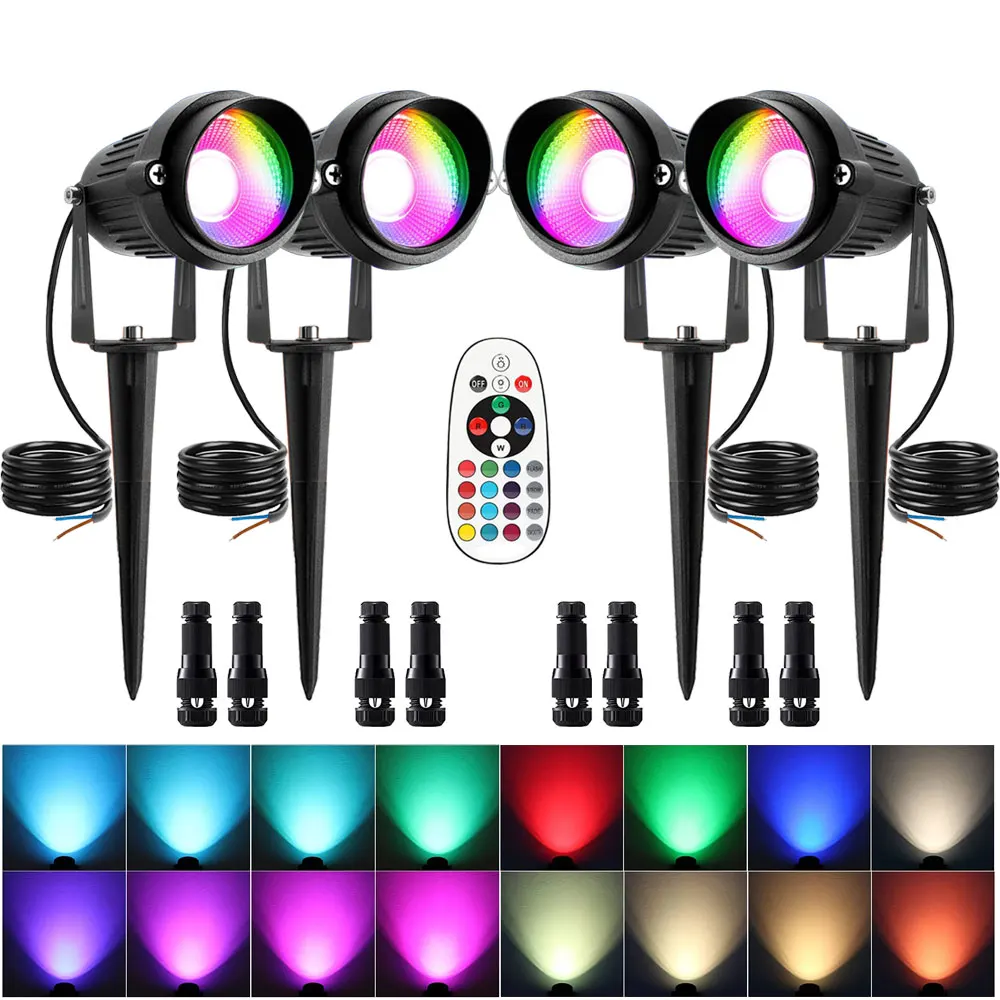Remote-Control-16-colors-LED-Lawn-Lamp-RGBW-Outdoor-Spike-Landscape ...