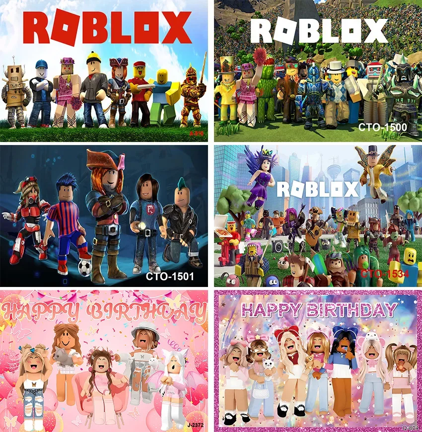 Cartoon-Roblox-Virtual-World-Game-Party-Decoration-Banner-Children ...