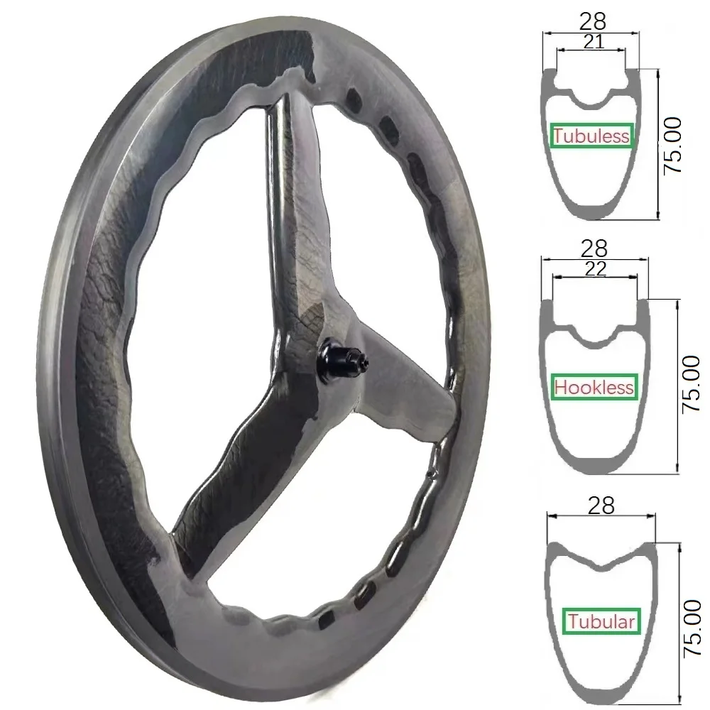 700C-Carbon-Wave-Shape-3-Spoke-Wheels-Road-Track-Bicycle-Wheelset ...