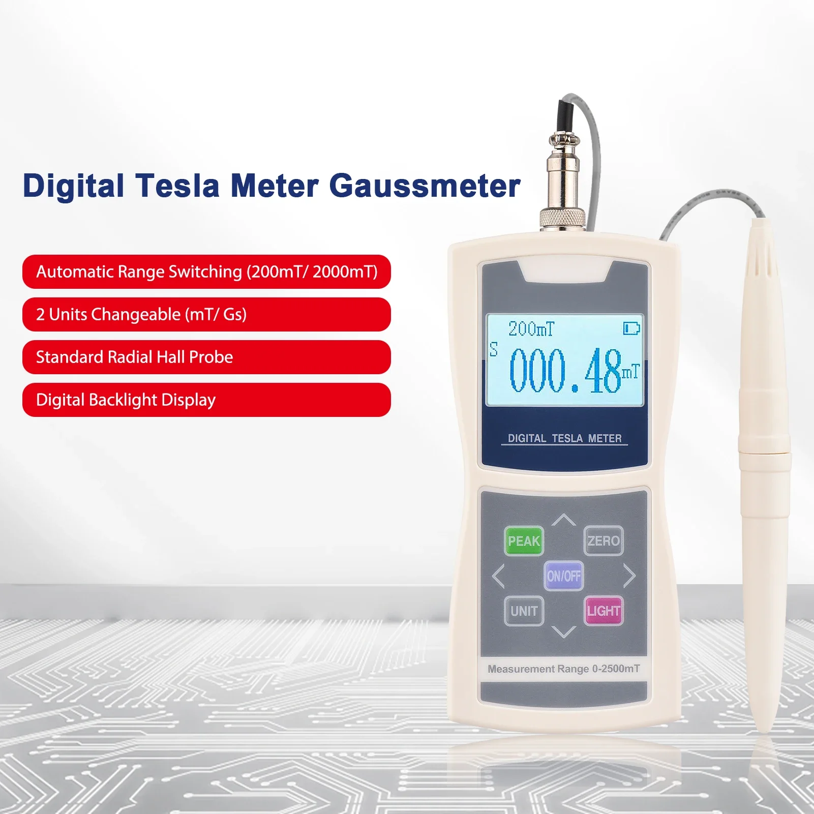 Gaussmeter-Digital-Tesla-Meter-200mT-2000mT-Standard-Radial-Hall-Probe ...