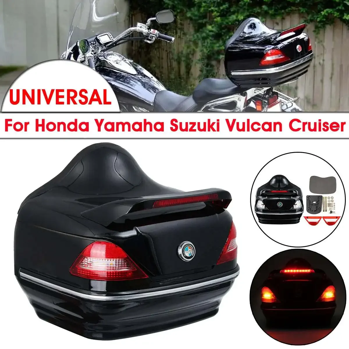 28L-Black-Motorcycle-Trunk-W-Lock-Motocross-Top-box-Rear-Storage ...