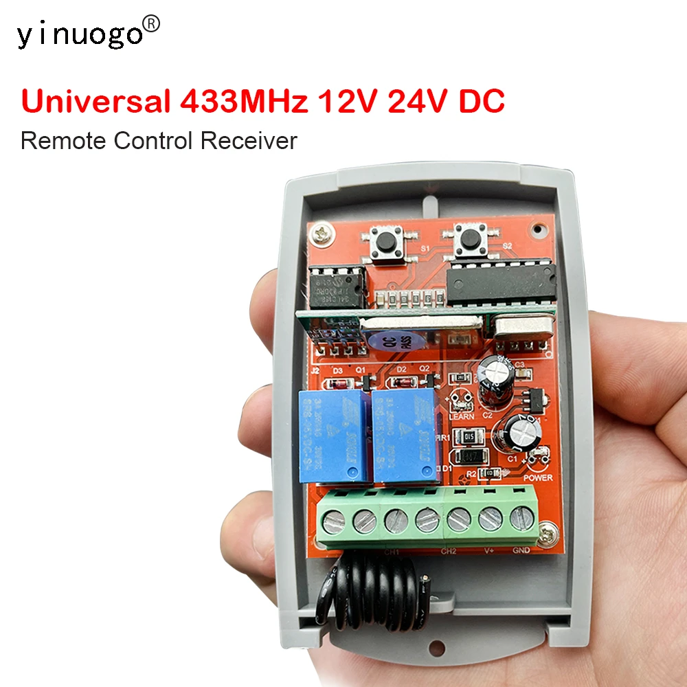 12-24v 433mhz Universal Receiver Garage Door Remote Control 2 Channels Gate Control Command ...