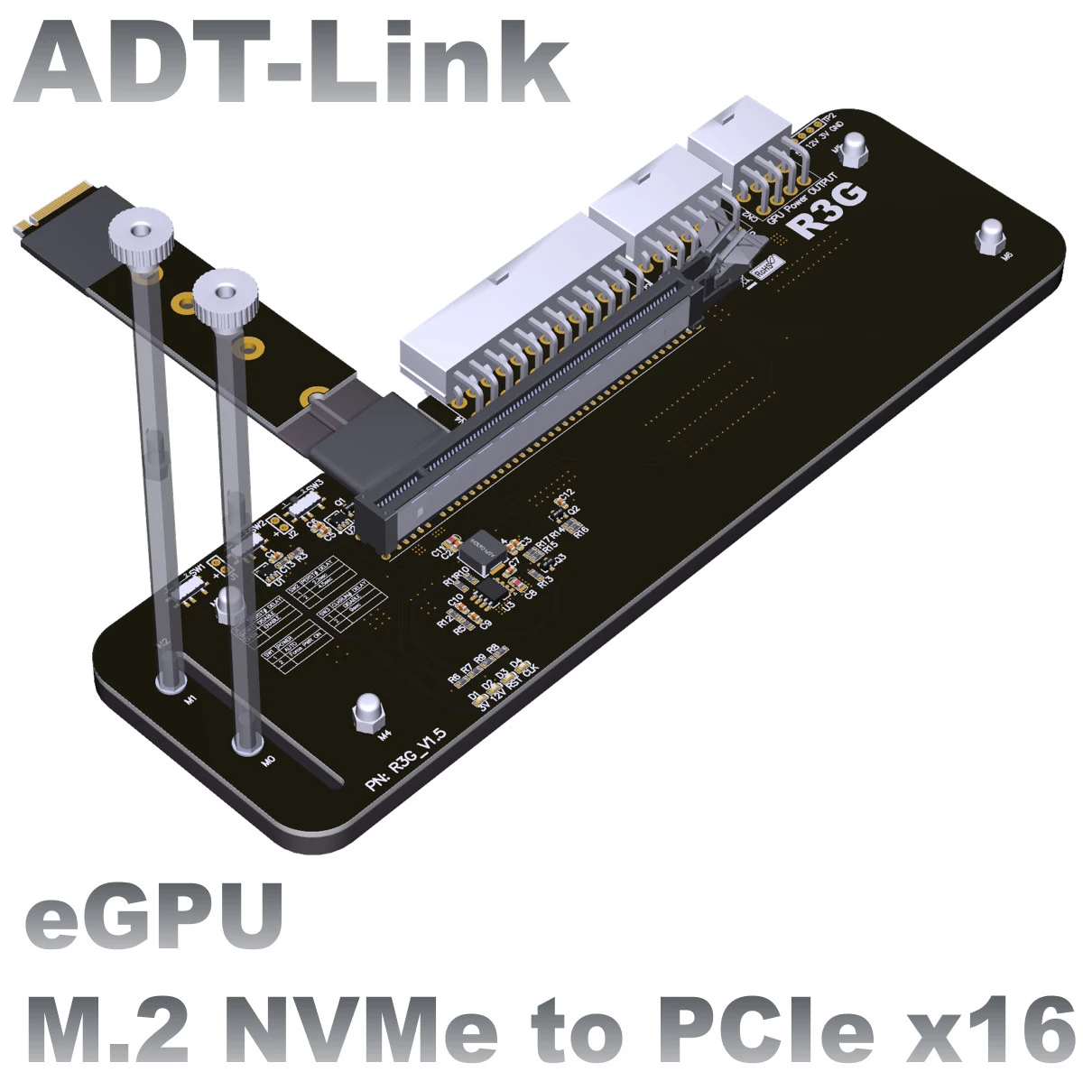 ADT-Link M.2 NVMe edge to PCIe x16 connector eGPU Adapter R43SG 3.0/4.0 ...