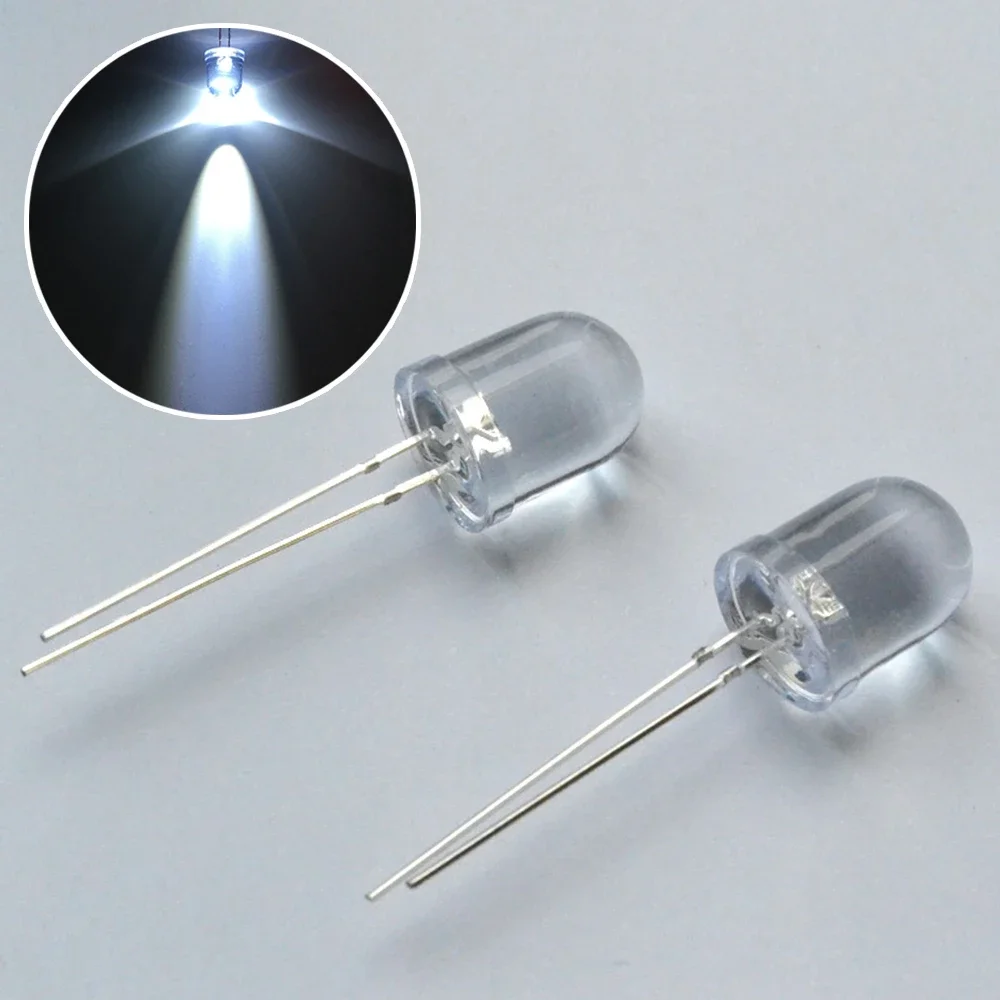 50Pcs-10mm-Round-Top-Super-Bright-Lamp-Beads-Clear-Emitting-Diode-LED ...