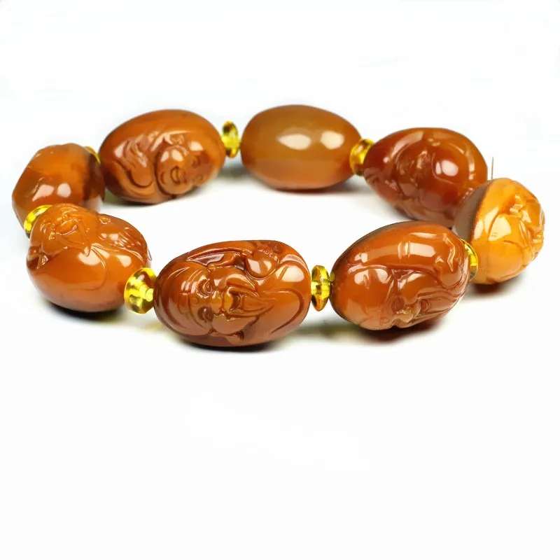 Real Natural Yellow Huanglong Jade Eight Immortals Bracelet Man ...