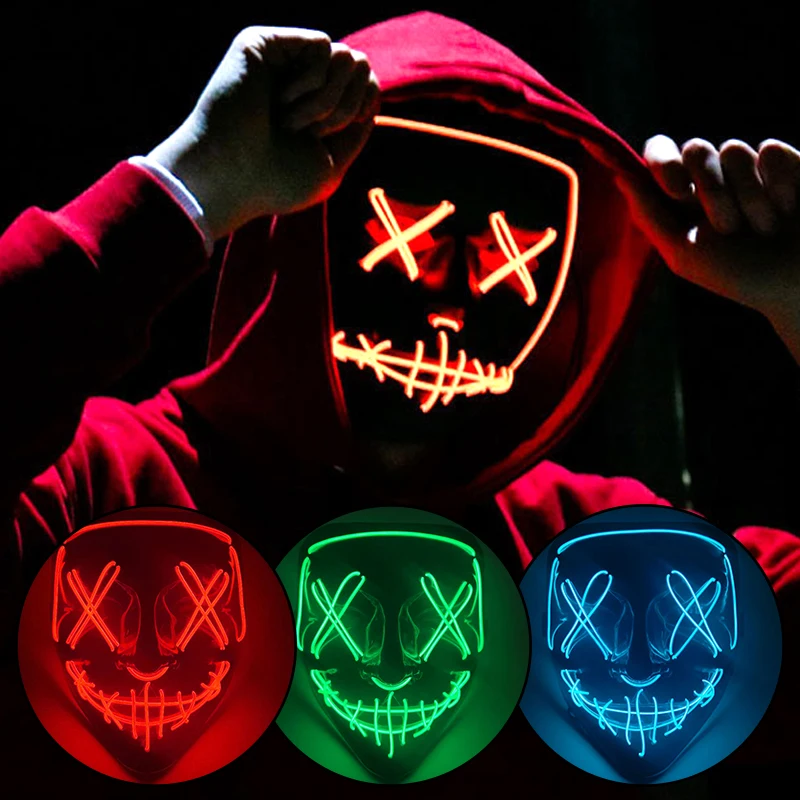 Halloween Scary Colplay Props Led Light Up Purge Mask Halloween ...
