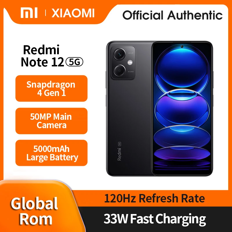 Xiaomi-Smartphone Redmi Note 12 5G, Rom Global, Snapdragon 4 Gen 1 ...