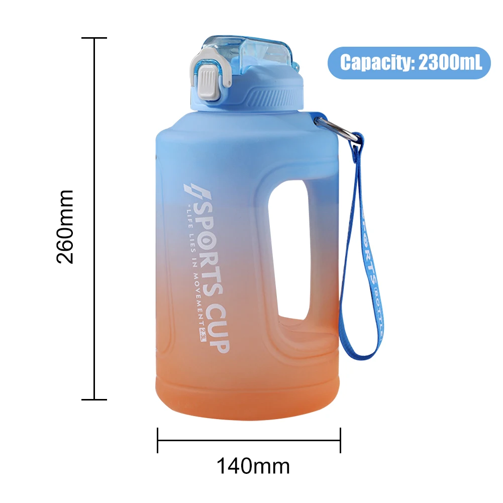 Gourde - Bouteille isotherme,Bouteille d'eau de sport avec poignée,grande capacité,2,3 l,gourde ...