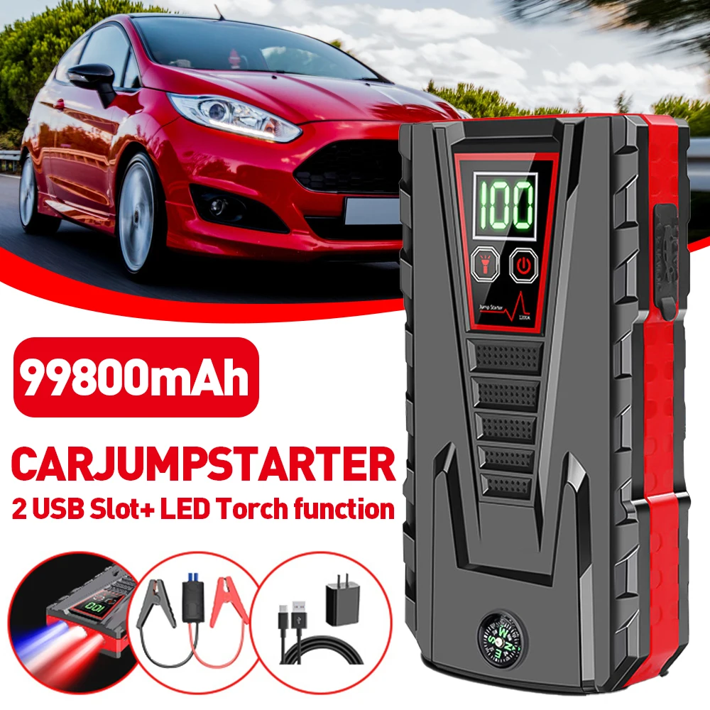 99800mAh Car Power Bank Portable Car Jump Starter Booster Charger 12V ...
