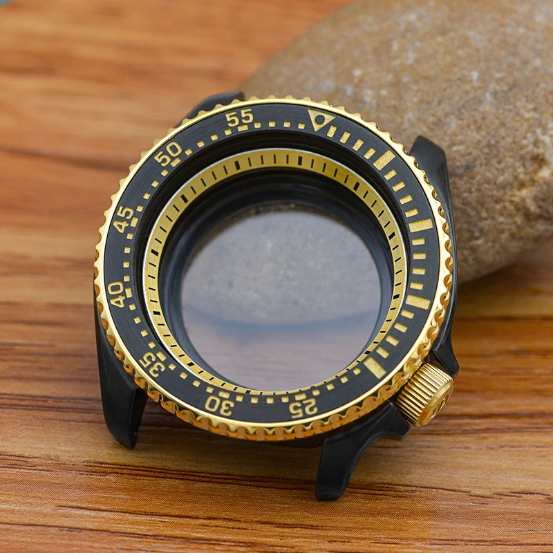 Black-gold Mod Seiko Skx007 Skx009 Watch Case Fits Nh35 Nh36 4r 7s ...