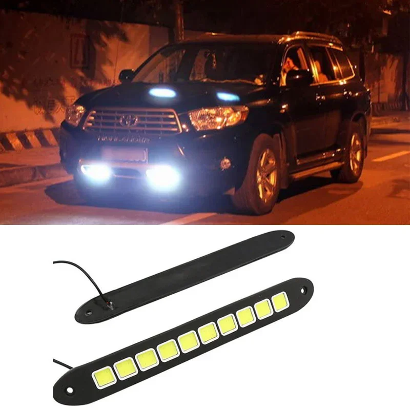 2PCs 10 LED Auto Daytime Running Light Flexible COB Waterproof LED 12V ...