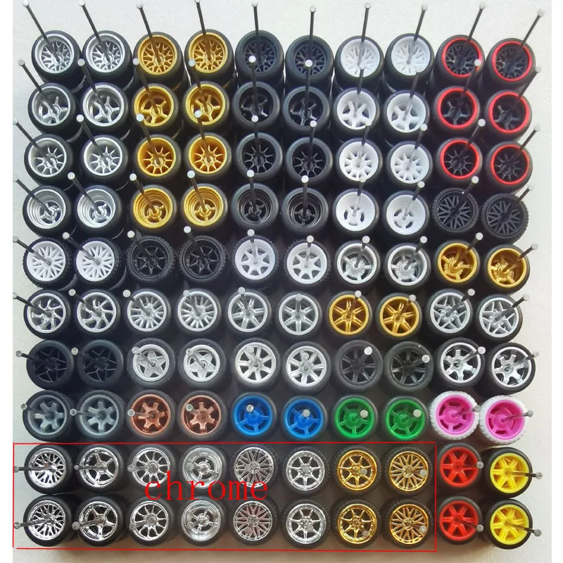 50sets-for-50-cars-11mm-14mm-Size-1-64-Alloy-Car-Wheels-with-Rubber ...