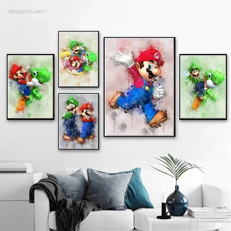 Japanese Classic Anime Super Mario Wall Art Canvas Painting Canvas ...