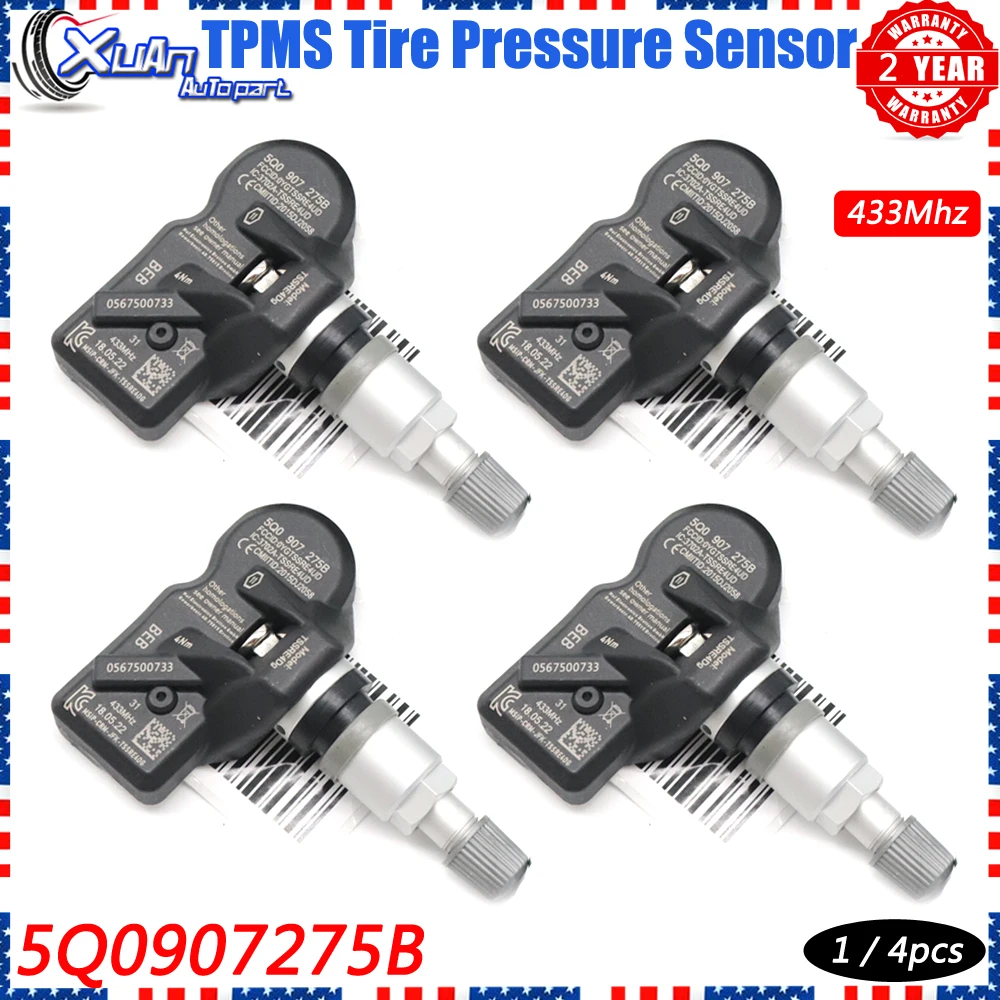 XUAN Tire Pressure Sensor Monitoring System TPMS 5Q0907275B For Audi ...