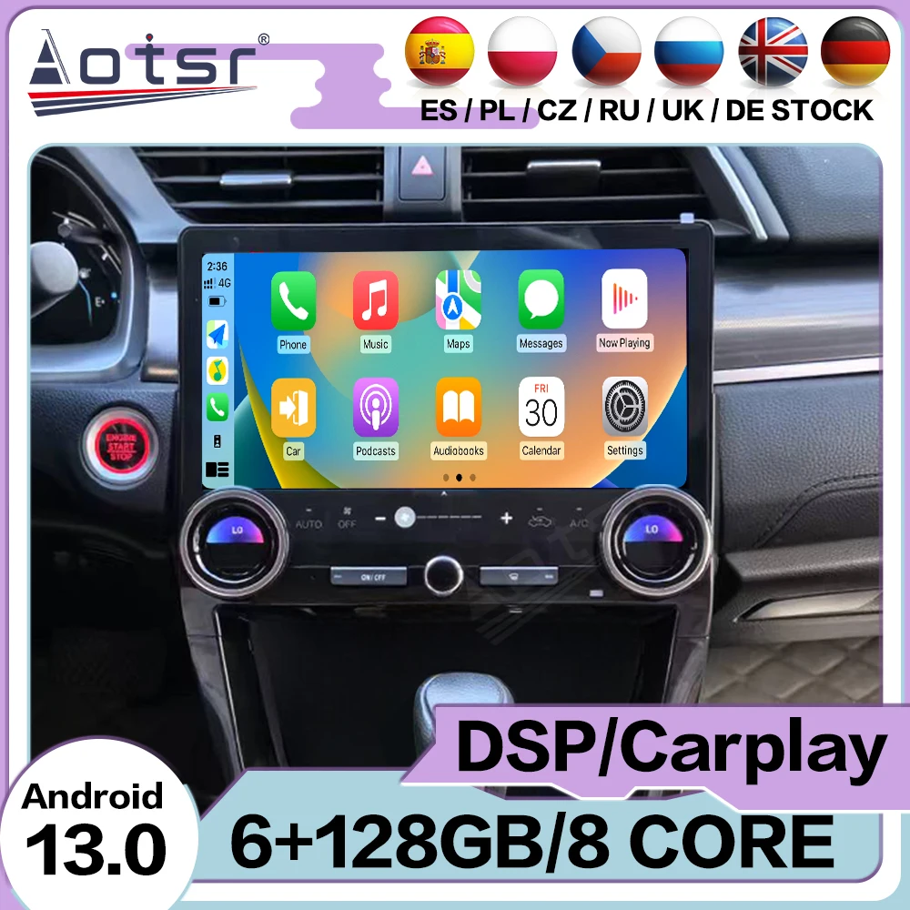 Car-Accessories-Android-Double-Knob-Screen-For-Honda-Civic-2016-2021 ...